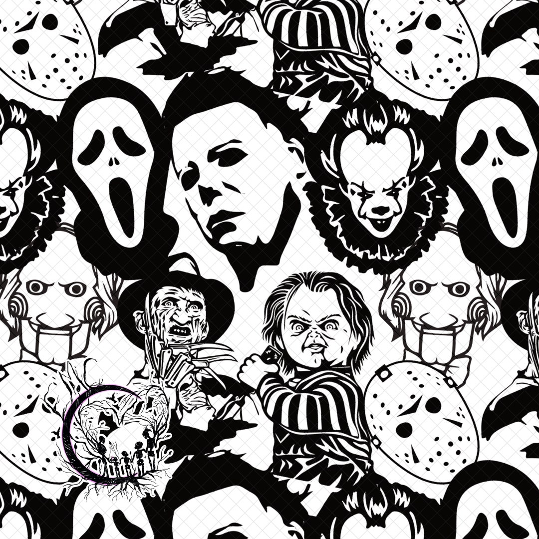 Black and White Horror Digital Seamless Image - Etsy