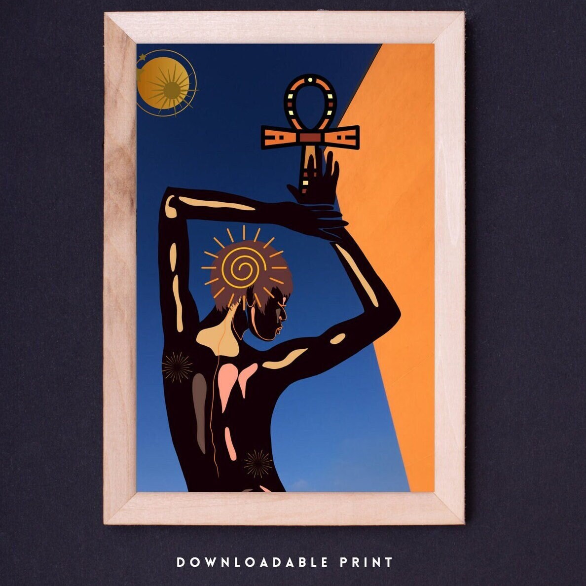 Black Woman Holding Ankh Art, Black Art Prints Download,abstract ...