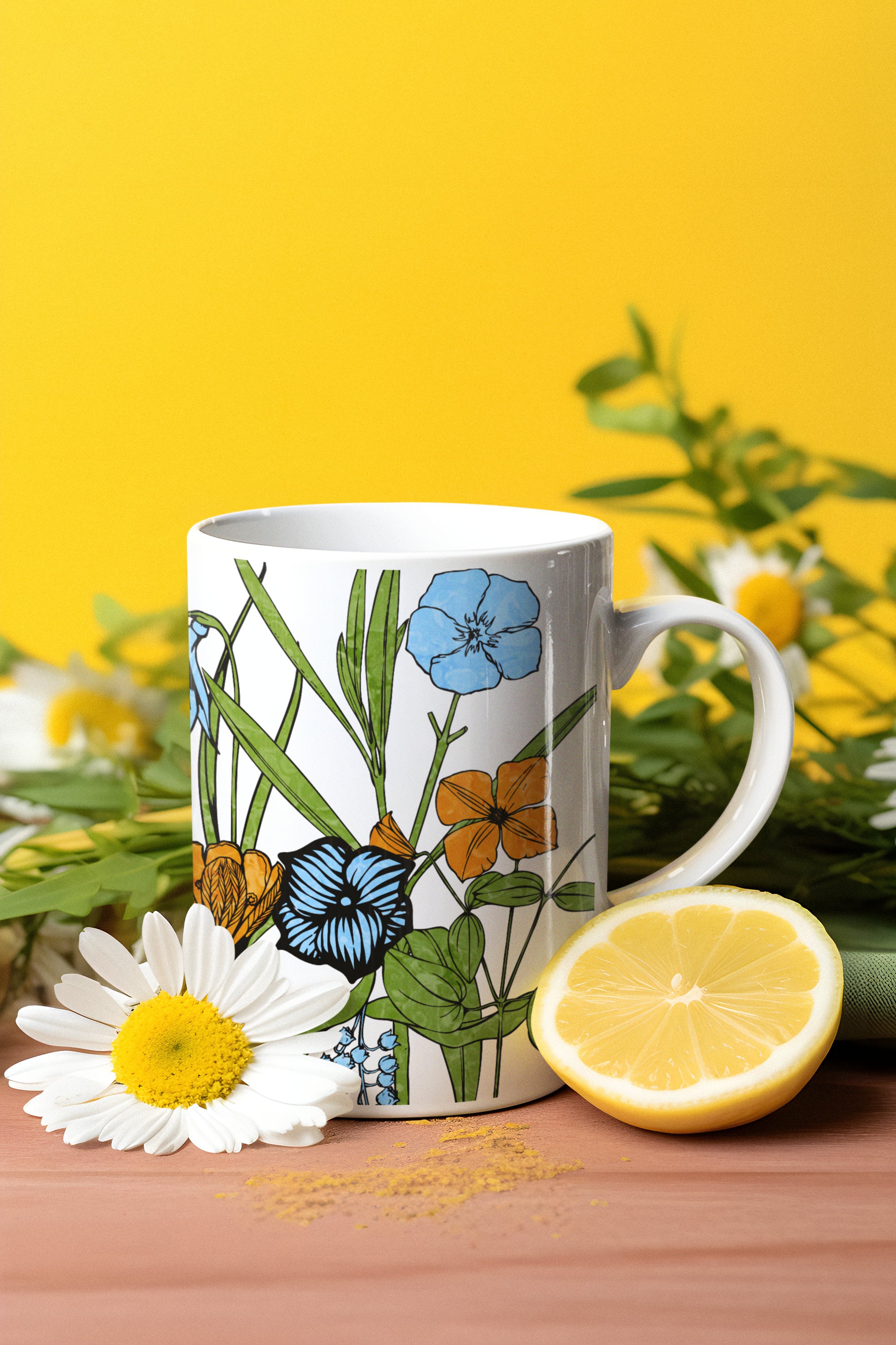 Pressed Spring Wildflowers, Wildflower Ceramic Mug, Wildflowers ...
