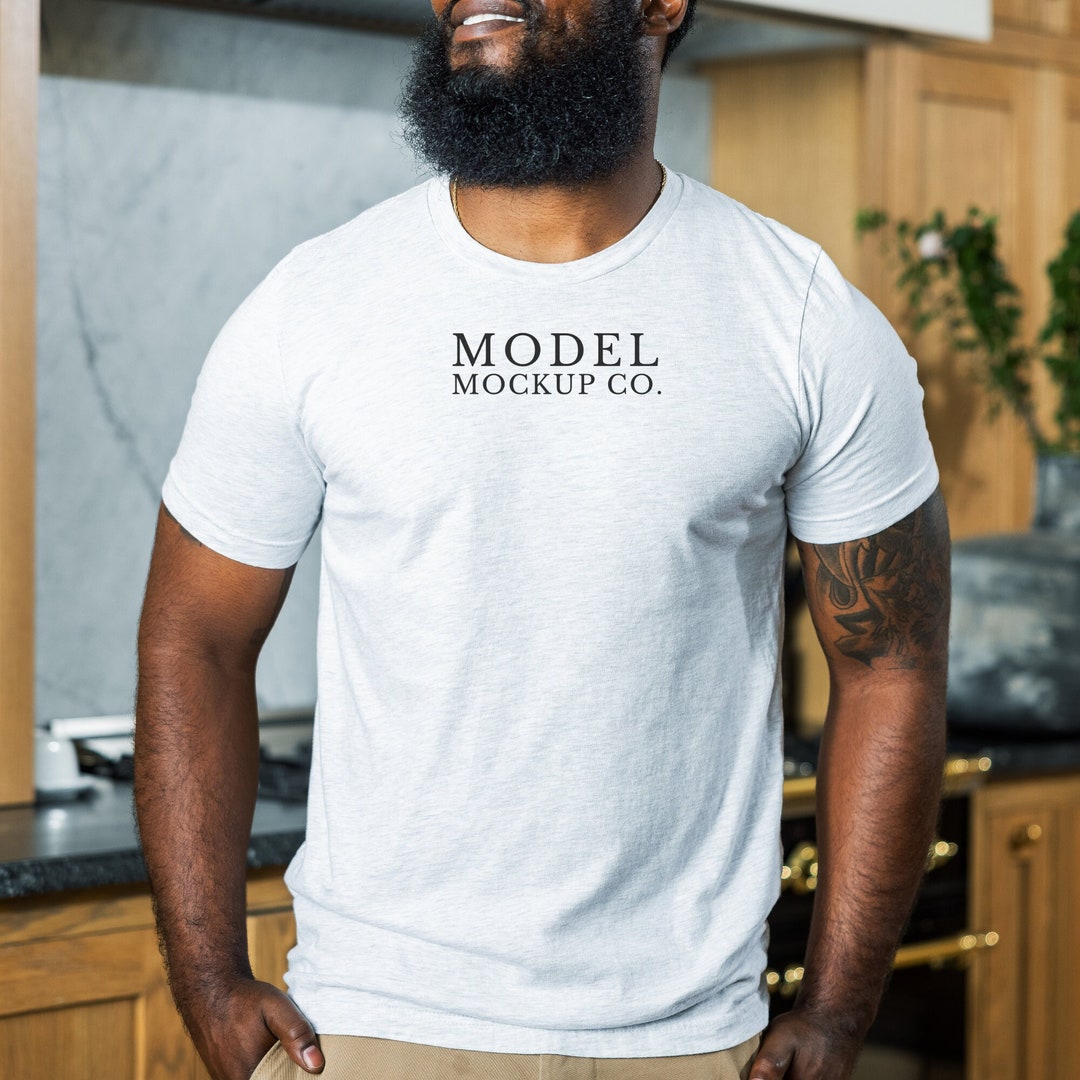 3001 Bella Canvas Mockup Ash, Male Model Mockup, Ash Mens Bella Canvas ...
