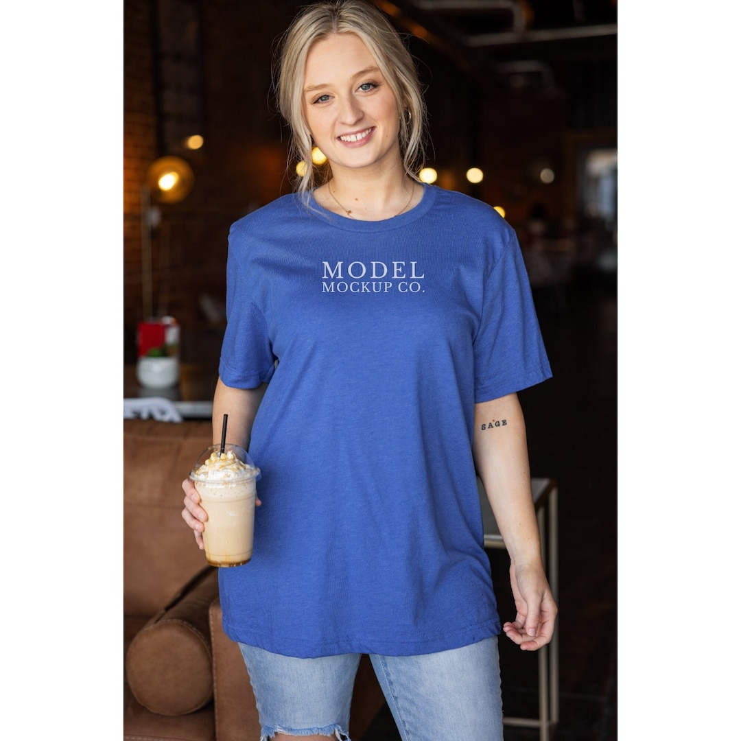 Bella Canvas 3001 Heather True Royal T-shirt Mockup - Etsy