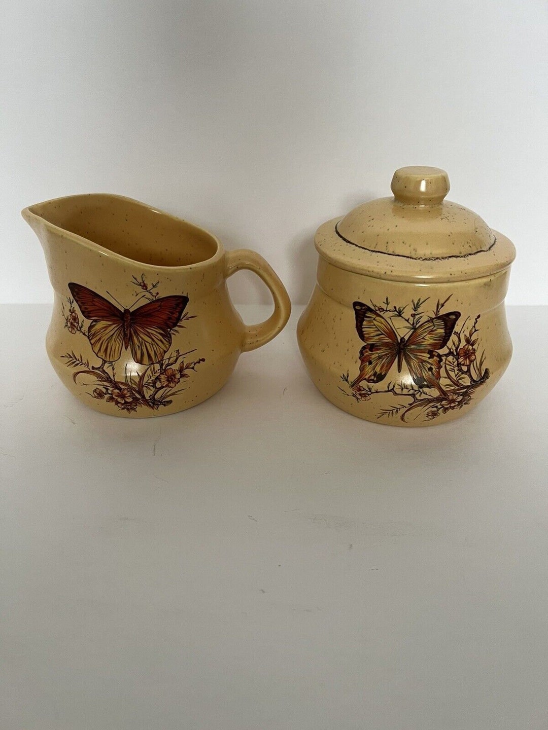 Vintage Treasure Craft Pottery 1970s Butterfly Cream and Sugar Set S2 ...
