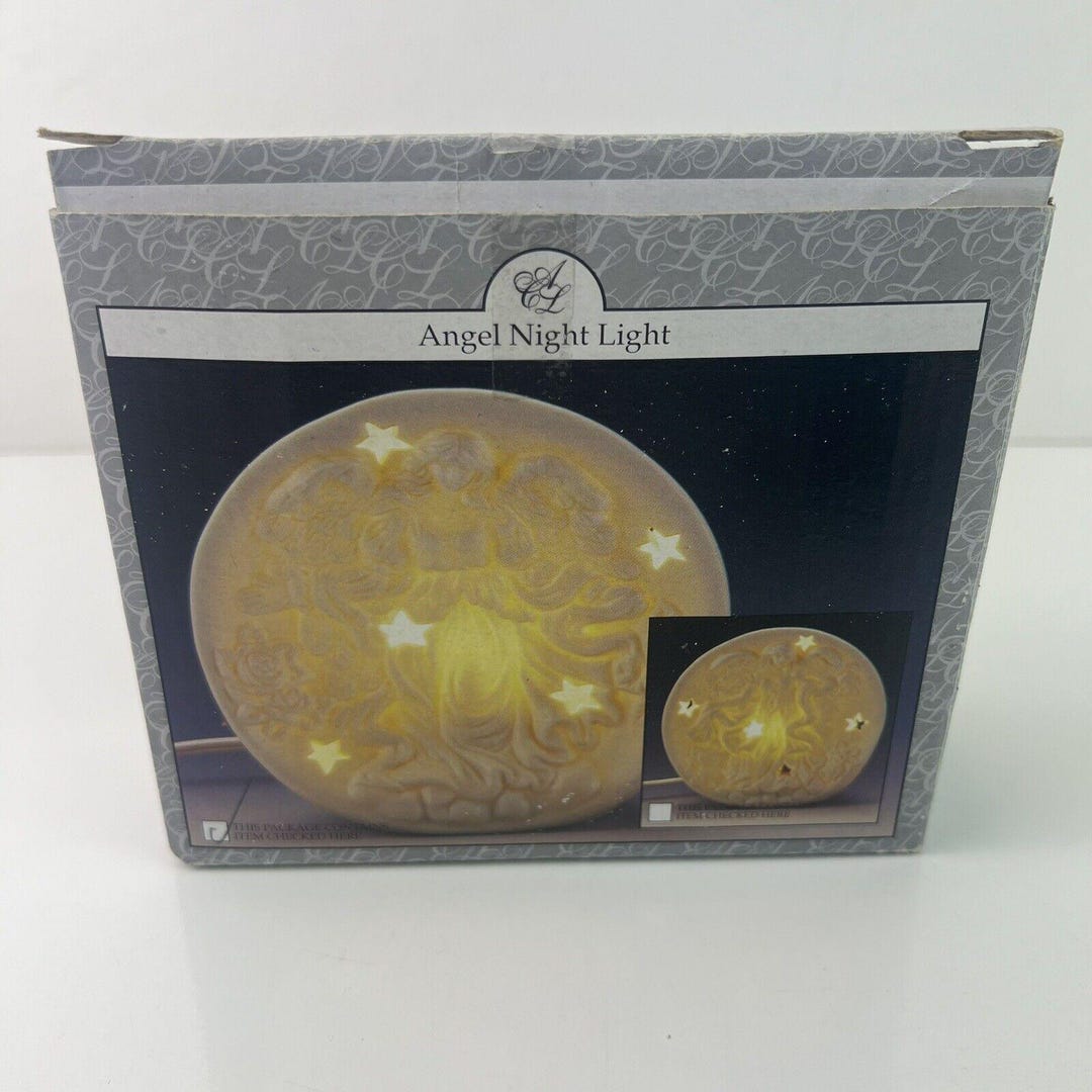 Artmark Bisque Porcelain Angel Night Light NIB Tested Works Christmas ...