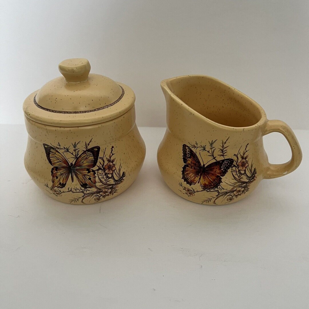 Vintage Treasure Craft Pottery 1970s Butterfly Cream and Sugar Set - Etsy