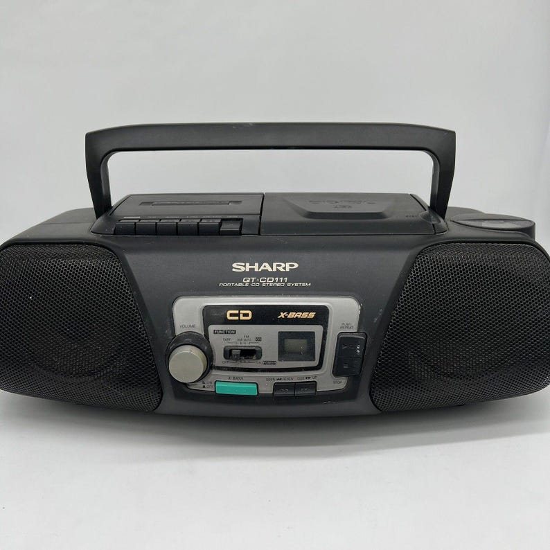 Sharp Qt-cd111 Portable CD Stereo System Boombox Cassette AM/FM Vintage ...