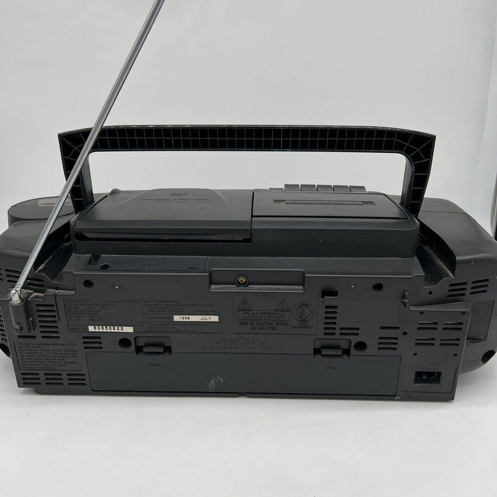 Sharp Qt-cd111 Portable CD Stereo System Boombox Cassette AM/FM Vintage ...