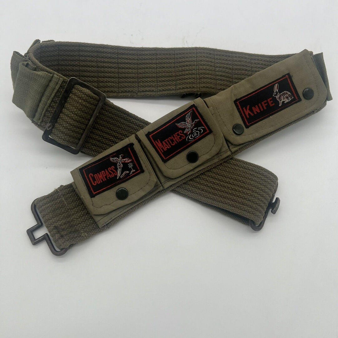 Vintage Japan Military Style Survival Camping Belt Compass Matches ...
