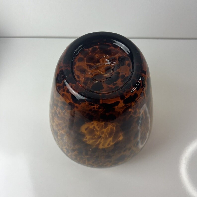 Vintage Brown Hand Blown Art Glass Vase 9.5 Inches Tortoise Shell - Etsy
