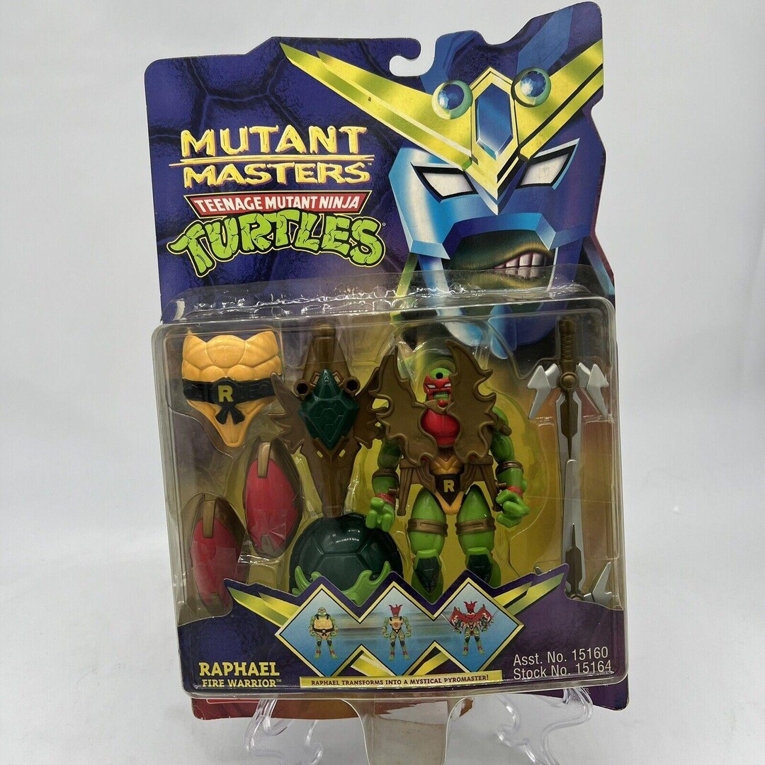 TMNT 1997 Mutant Masters Raphael Fire Warrior Complete in Packaging ...