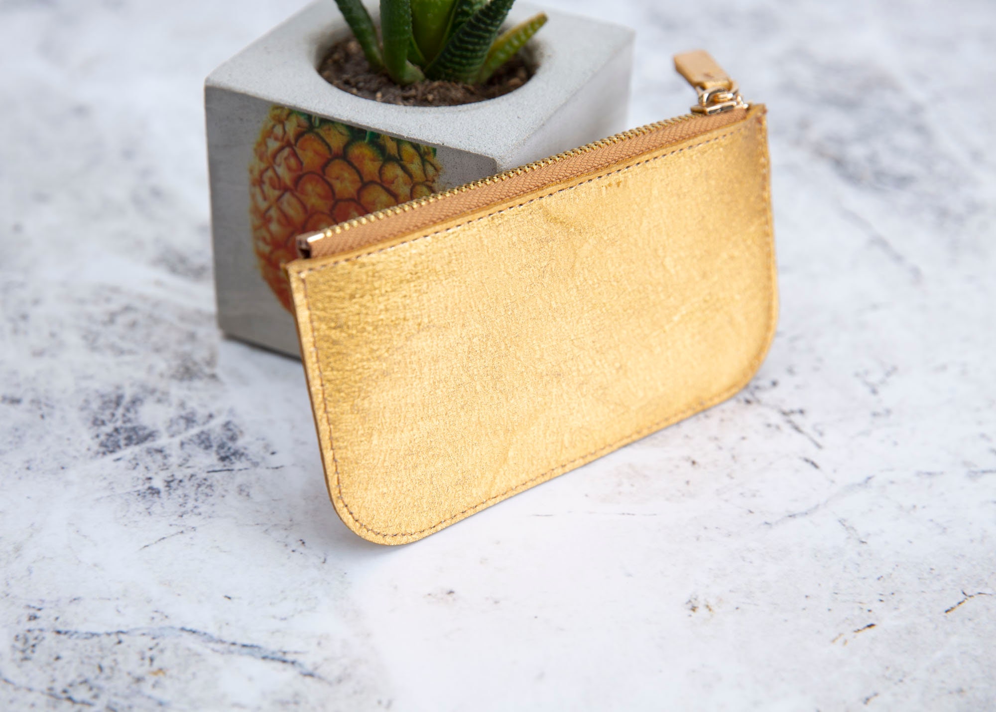 Piñatex Pouch With Key Chain Made From Pineapple Fabric and | Etsy