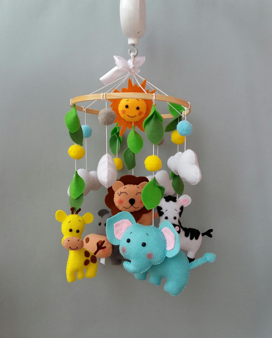 Safari Baby Mobile Animals Mobile, Felt Animals Lion, Giraffe, Zebra ...