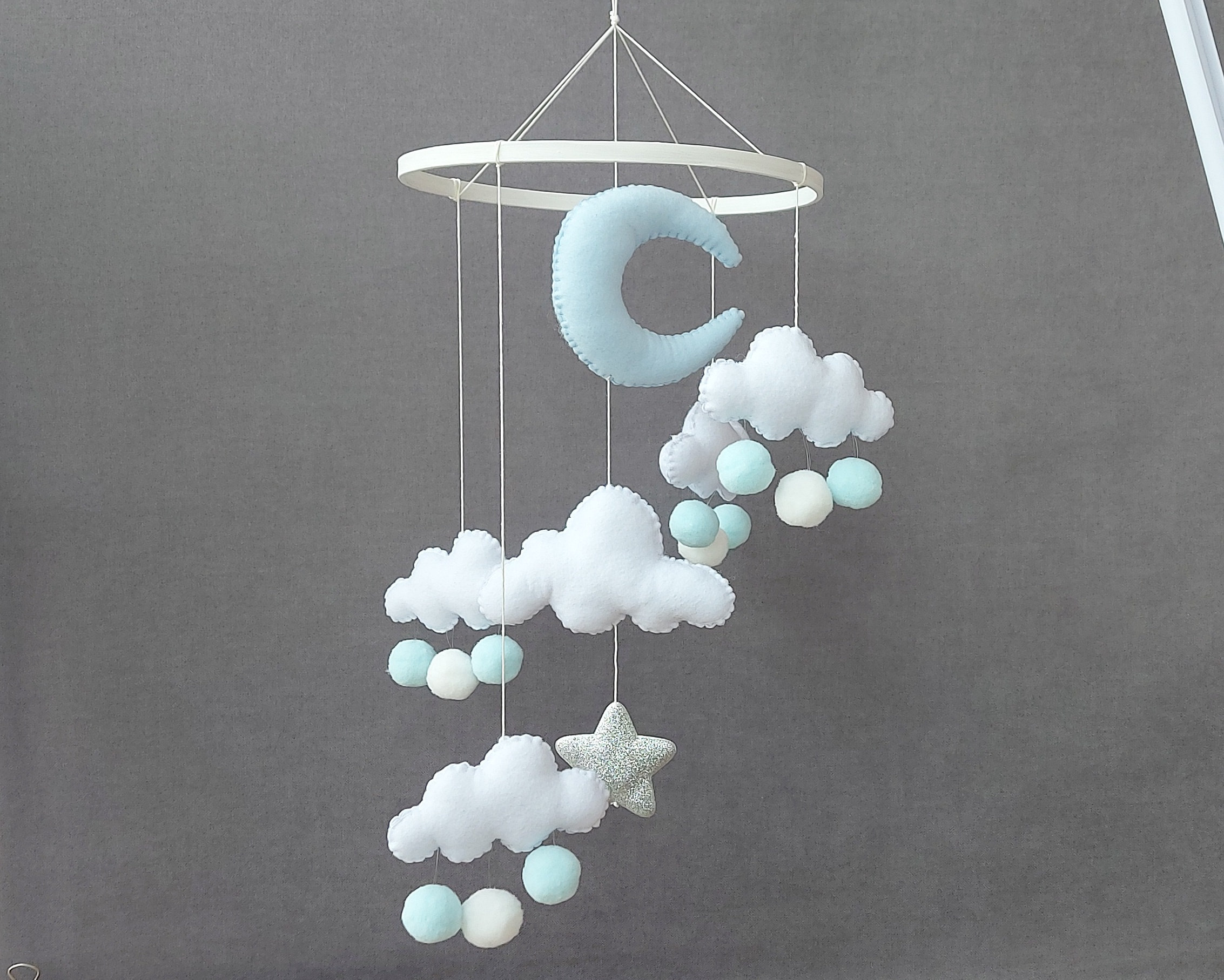 Cloud Baby Mobile, Baby Crib Mobile, Neutral Baby Mobile, Moon Mobile ...