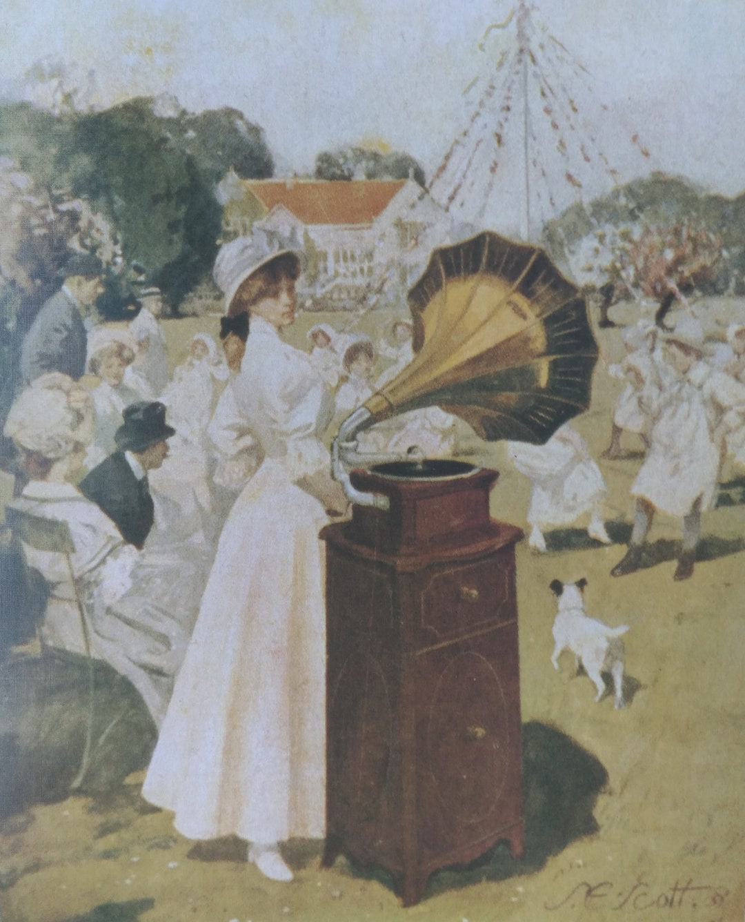 Vintage Poster Reproduction Seasonal Painting HMV Sheraton B Gramophone ...