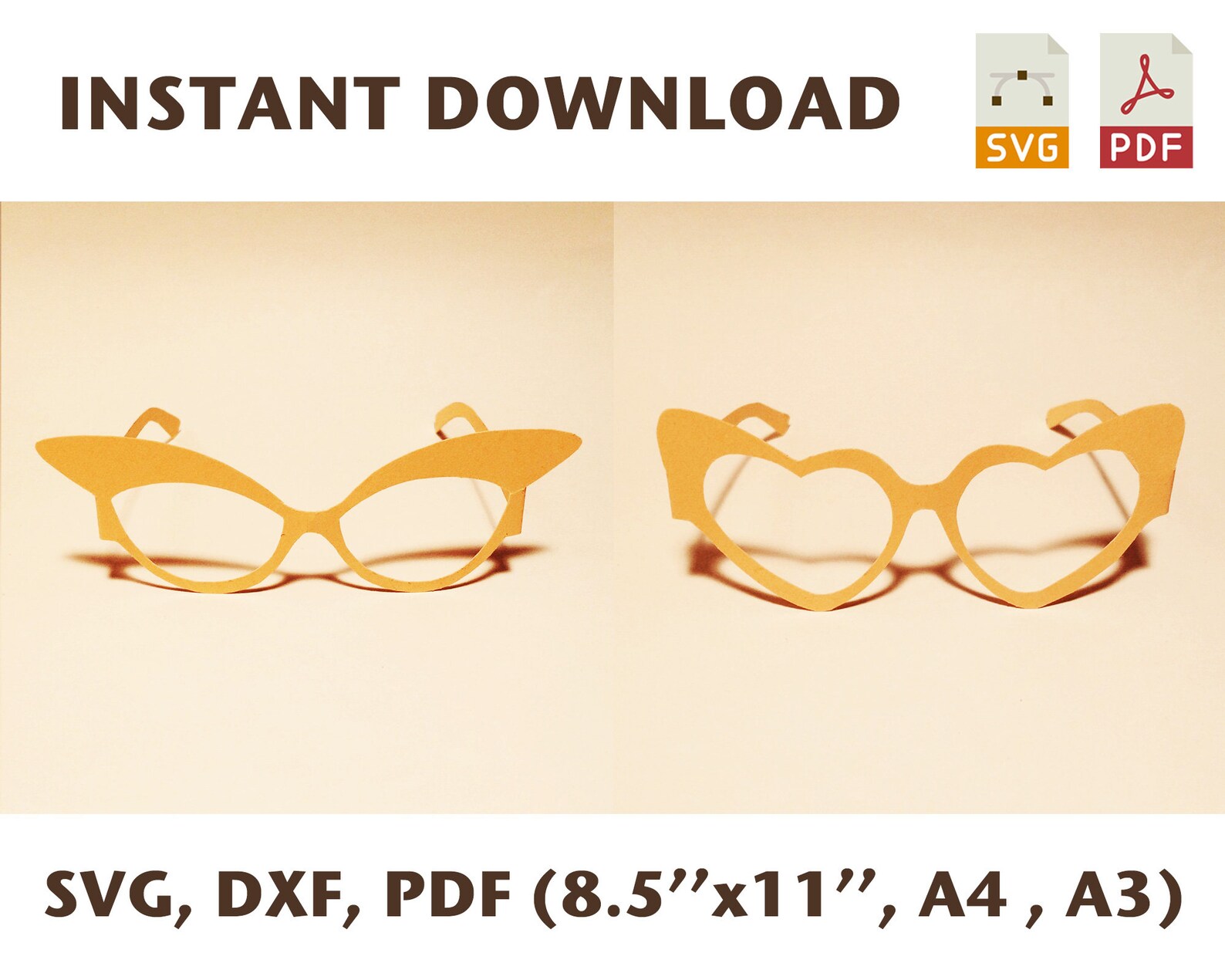 Party Glasses Template Paper Glasses Paper Sunglasses Etsy