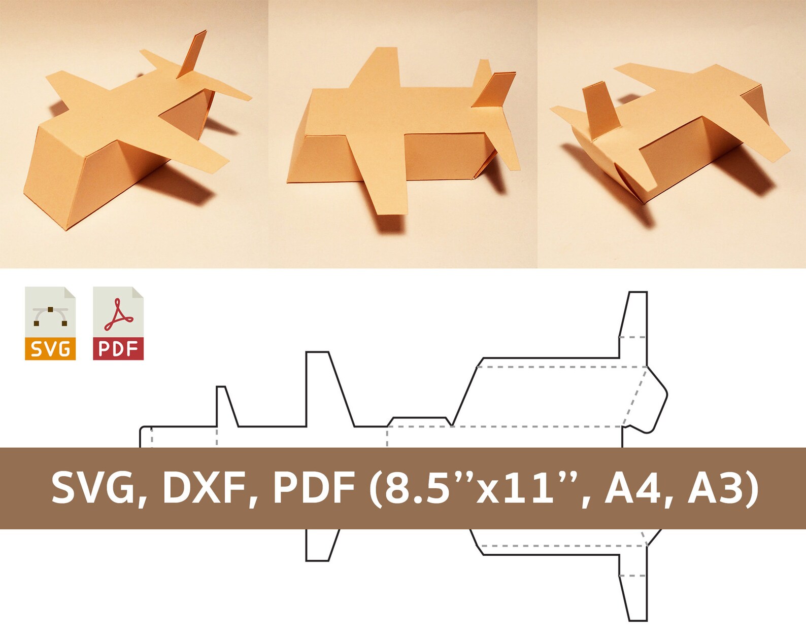Airplane Box Template Plane Box Paper Plane Paper Airplane | Etsy