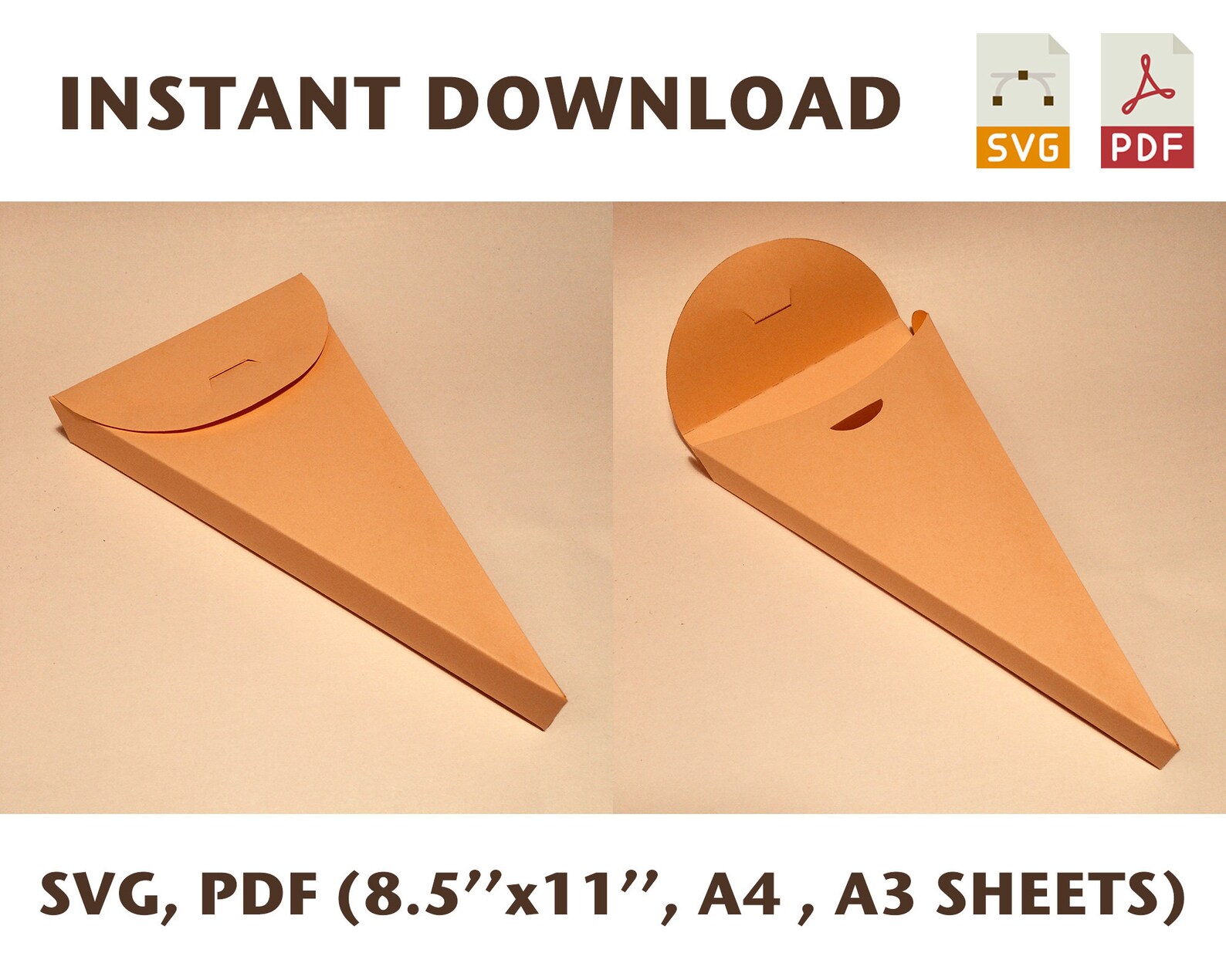 Pizza slice box template slice box pizza slice container | Etsy