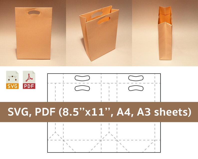 Plantilla de bolsa de compras bolsa de papel bolsa svg | Etsy