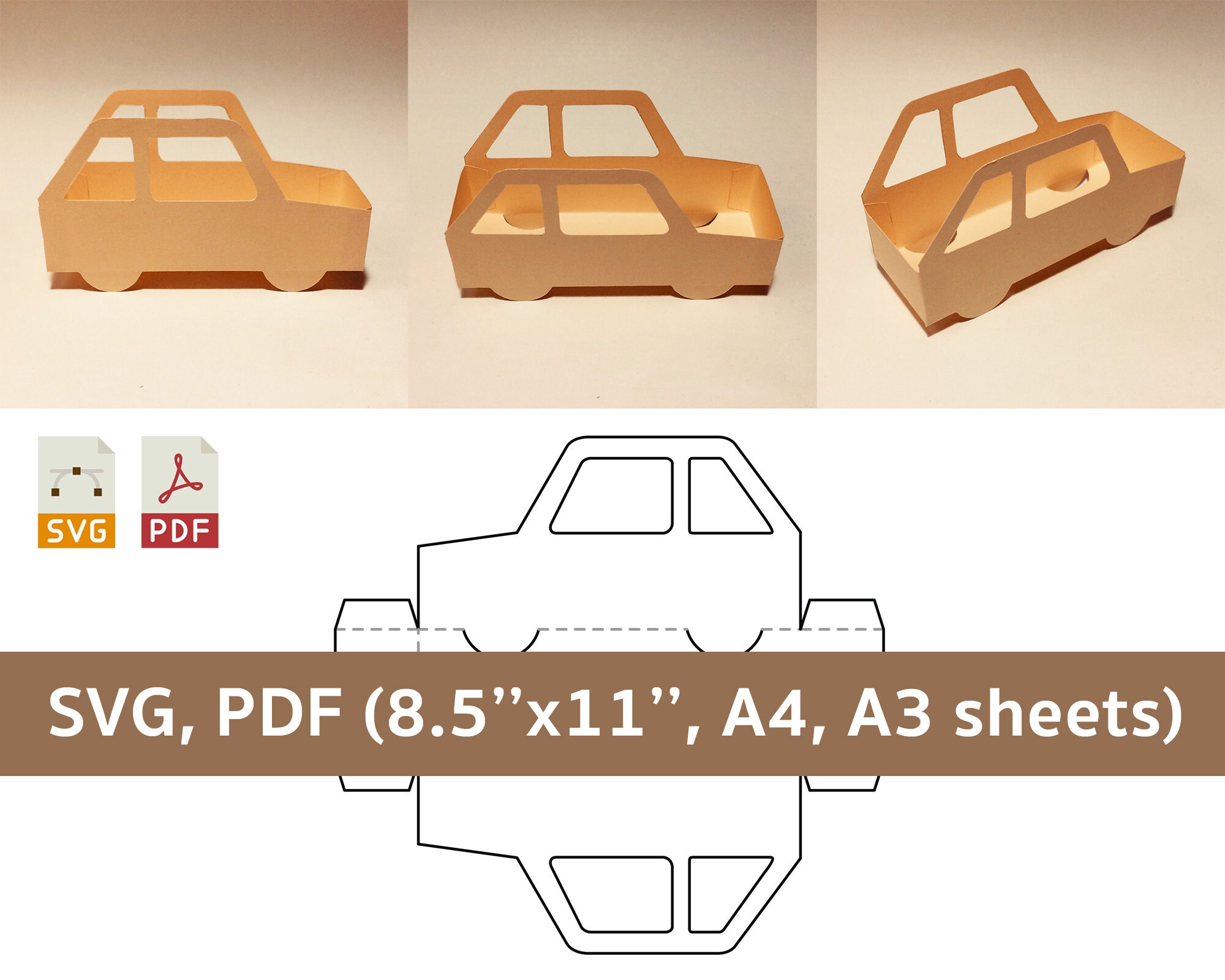 Car box template car tray car shaped box car shaped tray | Etsy