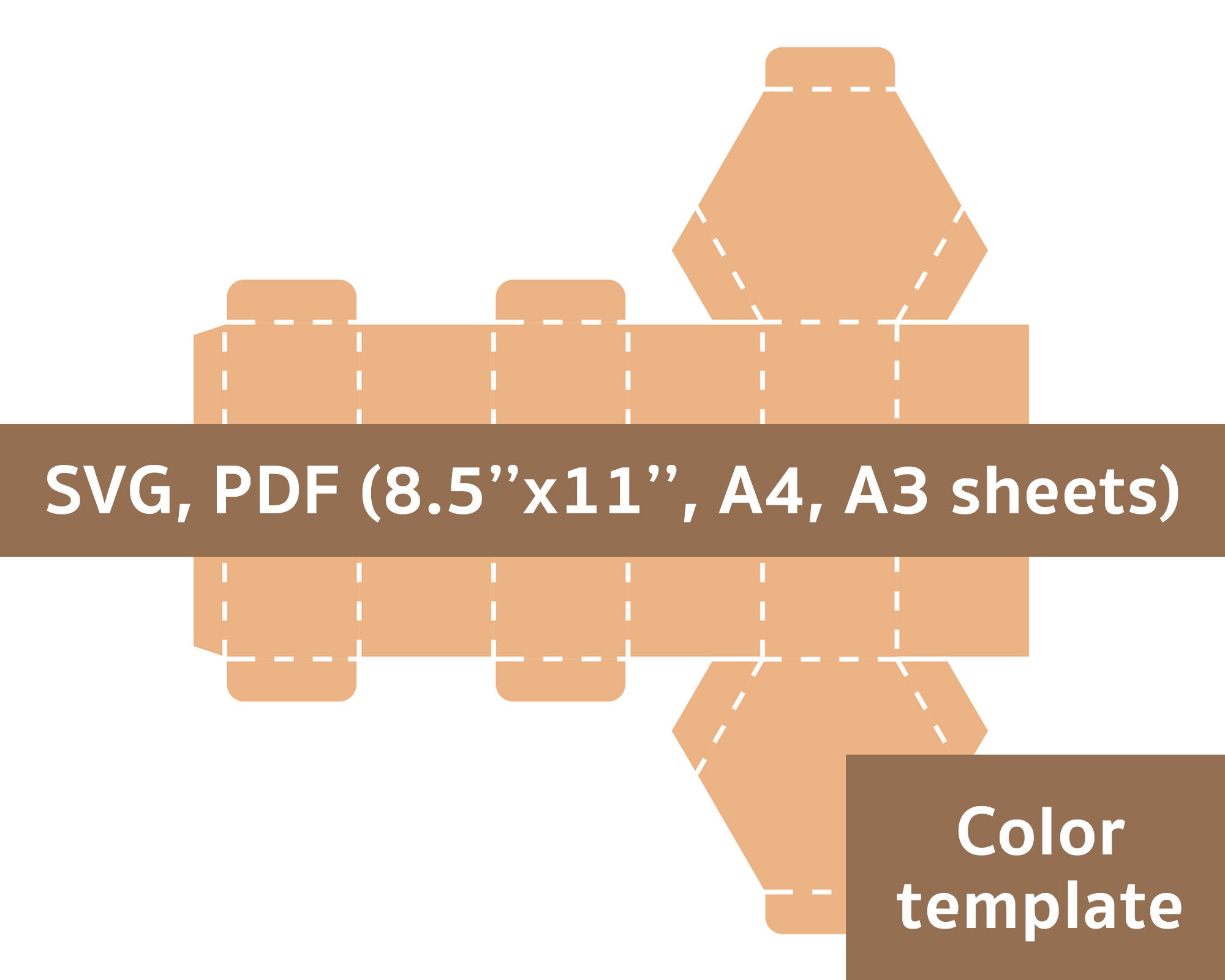 Hexagonal box template hexagon box template hexagonal gift | Etsy