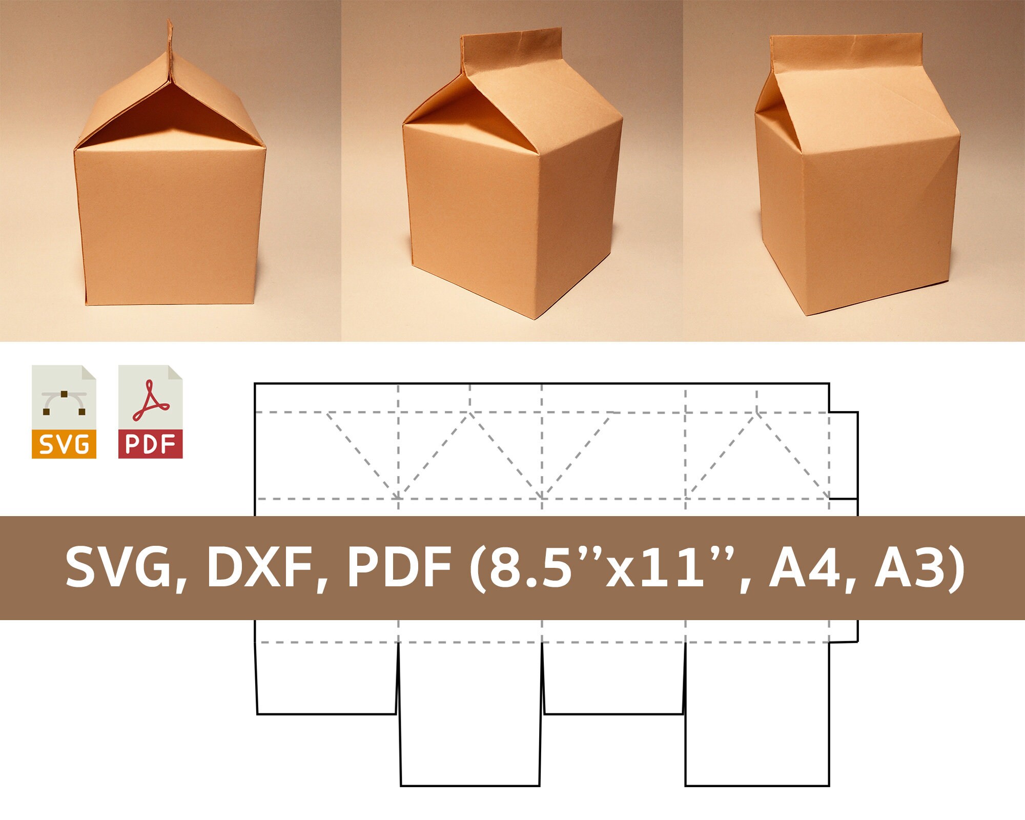 Milk box template milkbox milk carton carton box juice | Etsy