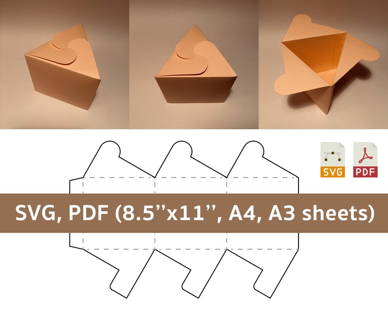 Triangle box template triangle container folding box | Etsy