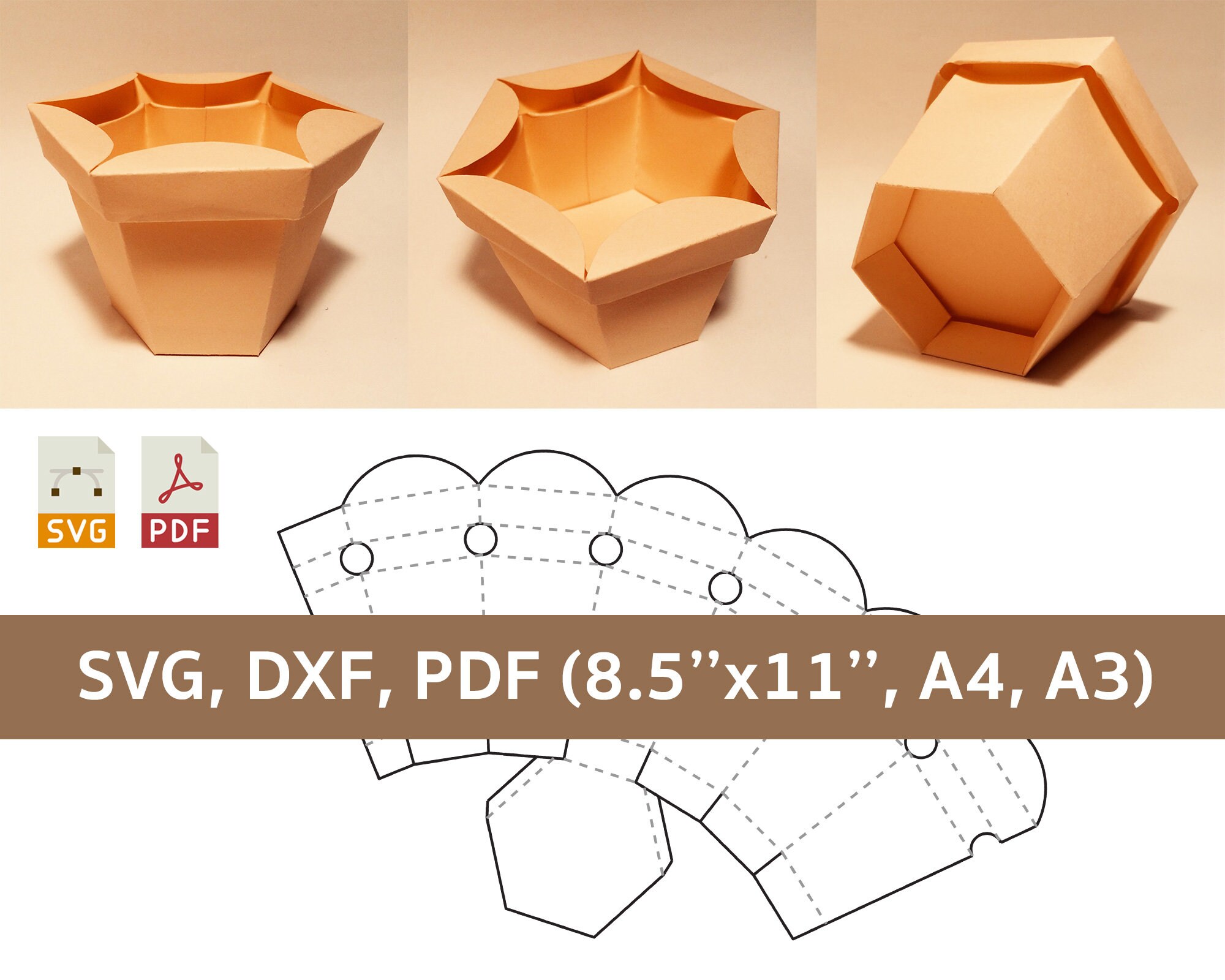 Flower Pot Box Template Flower Box Paper Flower Pot Pot Etsy