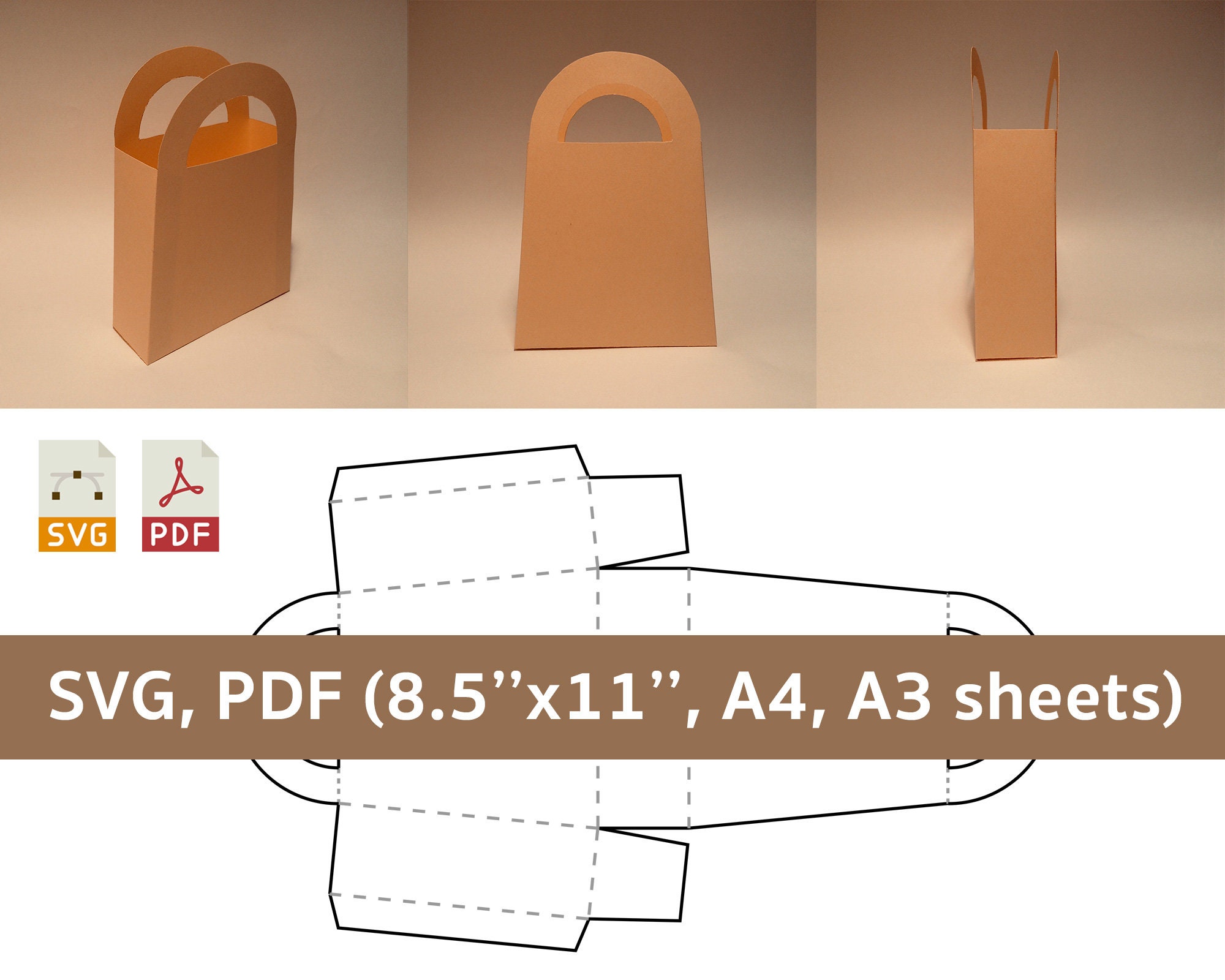 PDF SVG Digital Files Gift Bag A4 Paper Box DIY Bag Paper Bag Template pdf-svg-digital-files-gift-bag-a4-paper-box-diy-bag-paper-bag-template