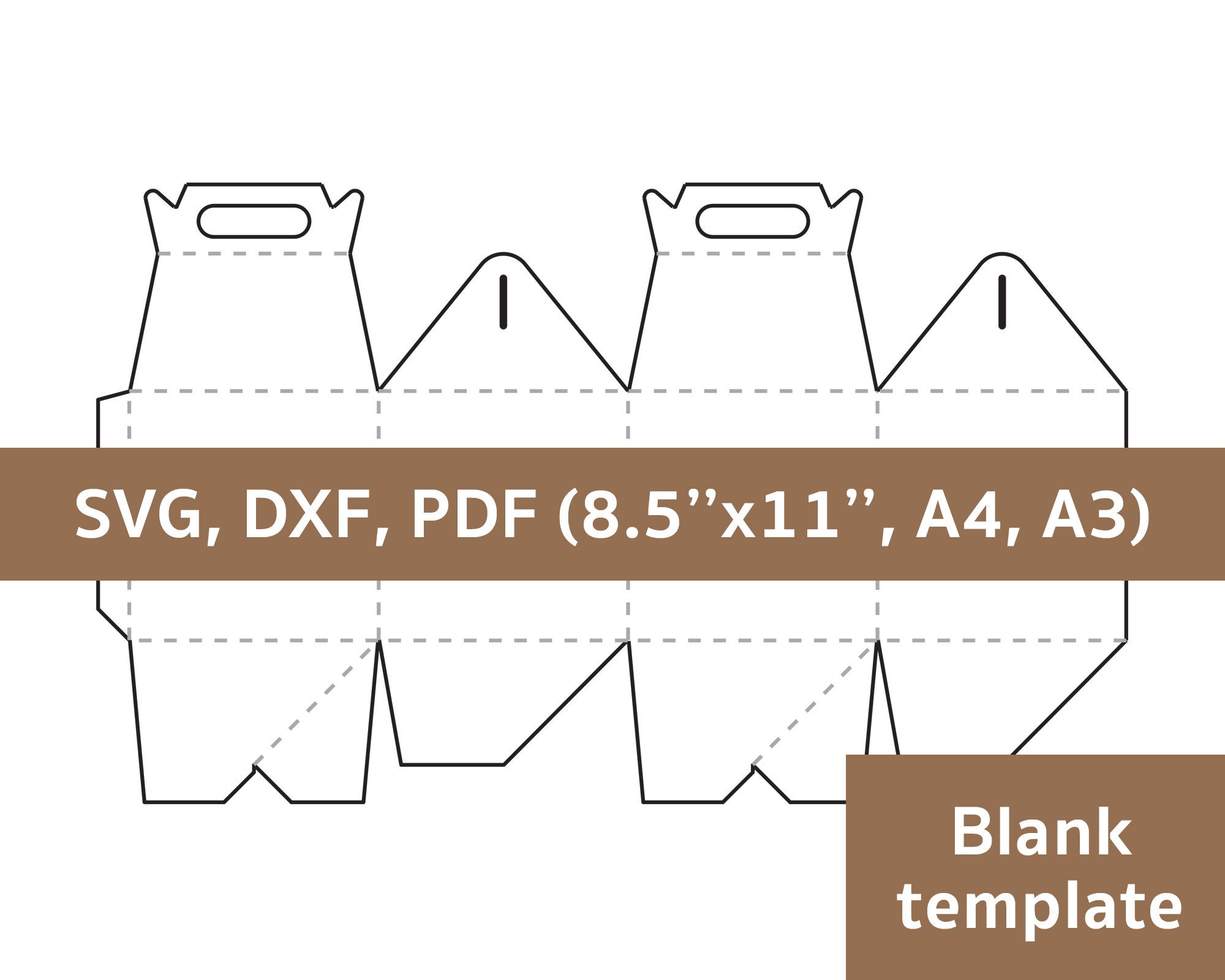 Plantilla de caja cuadrada caja a dos caja de regalo | Etsy
