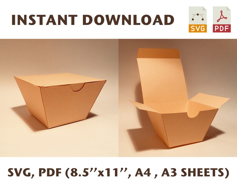 French Fries Box Template French Fry Box Chips Box Chip Etsy