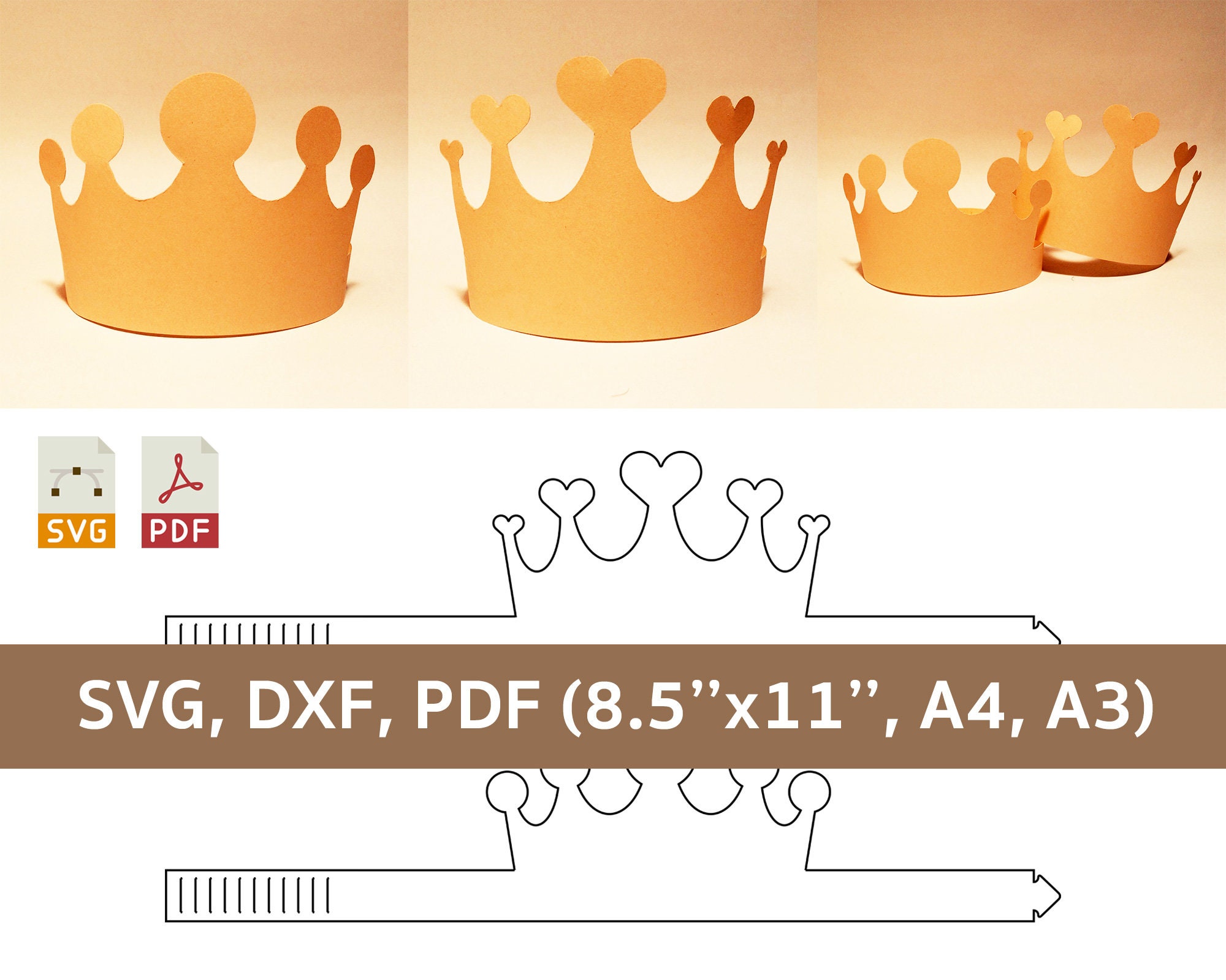 Paper Crown Template Party Crown Printable Crown Birthday Etsy