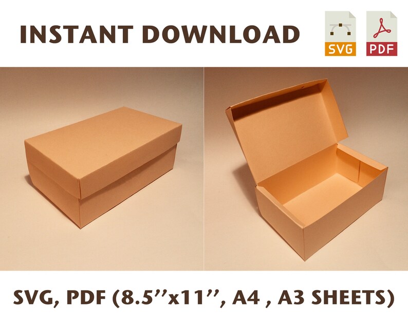 Storage box with lid template rectangle box with lid | Etsy