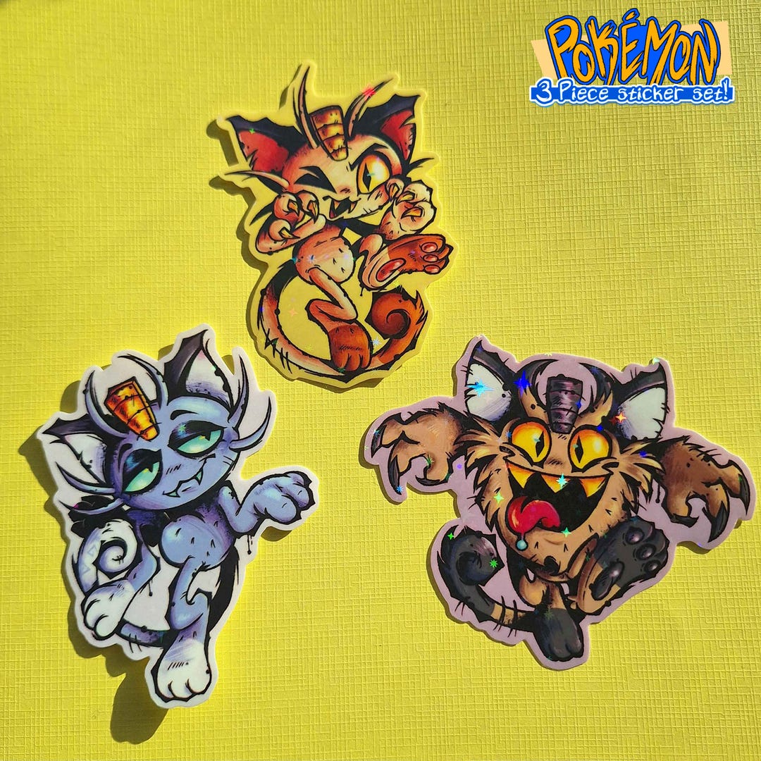 HOLOGRAPHIC Meowth and Regional Alolan and Galarian Variants POKEMON ...