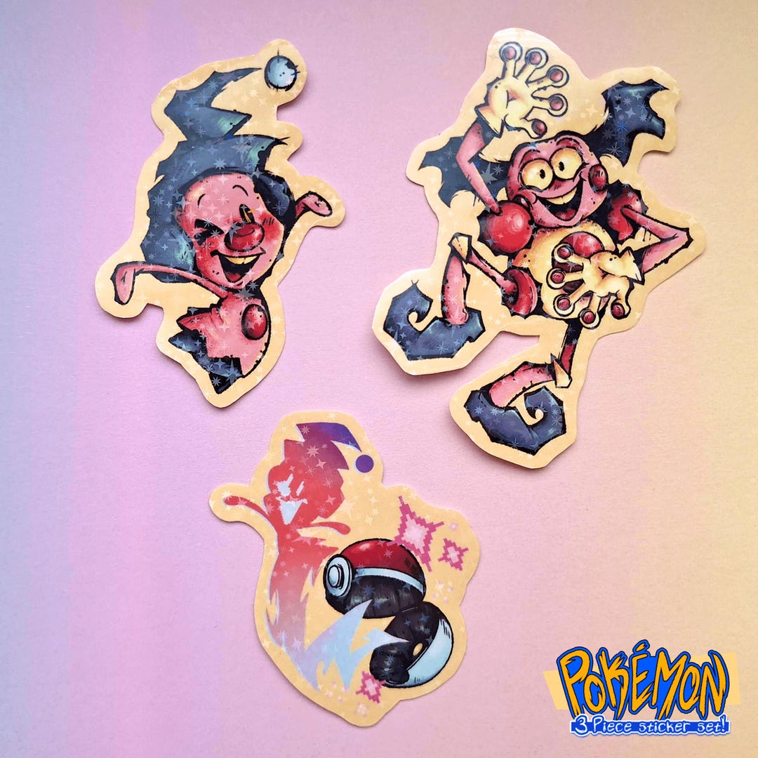 HOLOGRAPHIC Mime Jr. and Mr. Mime POKEMON STICKERS!! (3 Piece Set!) - Etsy