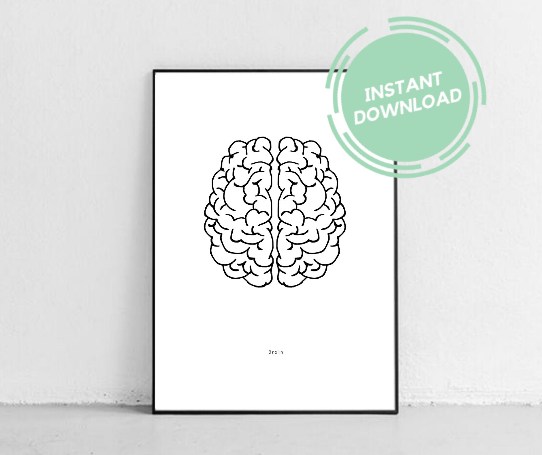 Brain Poster Minimal Instant download Unique Minimal Wall | Etsy