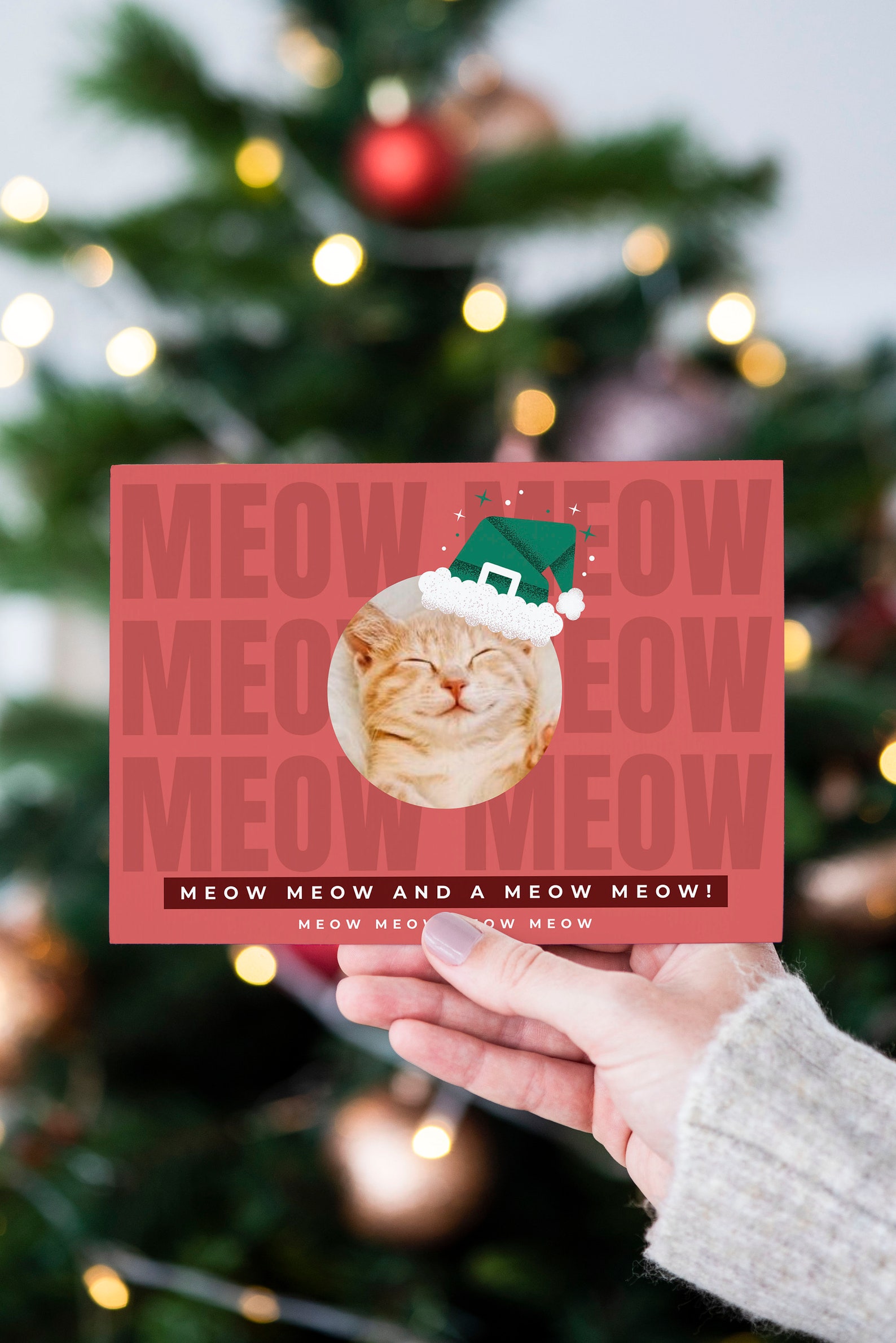 Christmas Card, Meow Christmas Card, Cat Card, Digital Card Gift ...