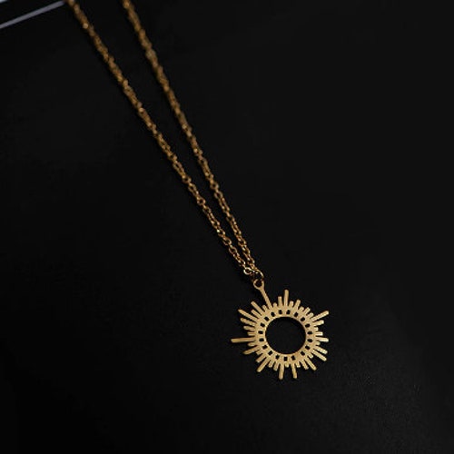 Gold Plated Sun Necklace Gold Plated Chain Necklace Sun - Etsy