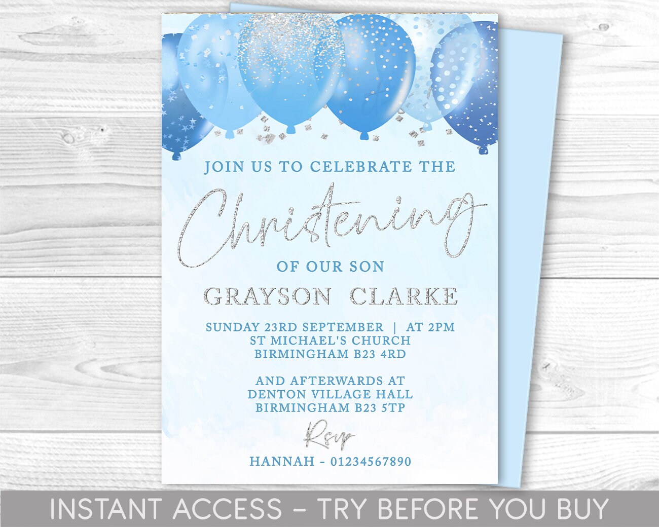Christening Party Invitation Baptism & Christening Invitation
