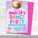 Dance Party Invitation, Personalised, Printable, Digital File, Dance ...
