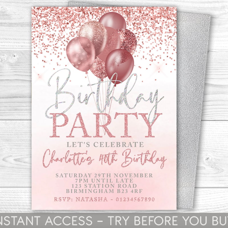 Pink Birthday Invite - Etsy