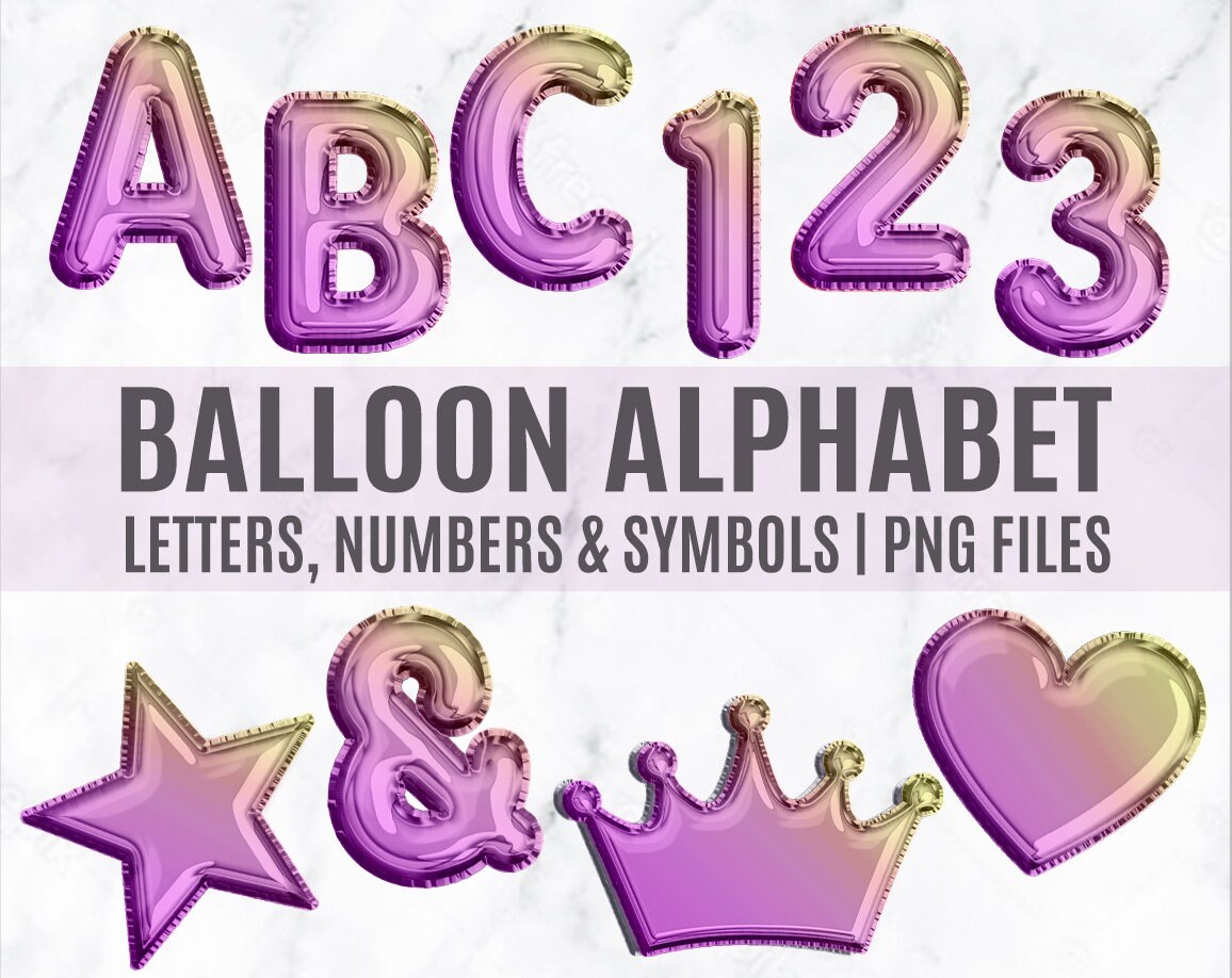 Pink Rainbow Balloon Alphabet Clip Art Rainbow Balloon - Etsy