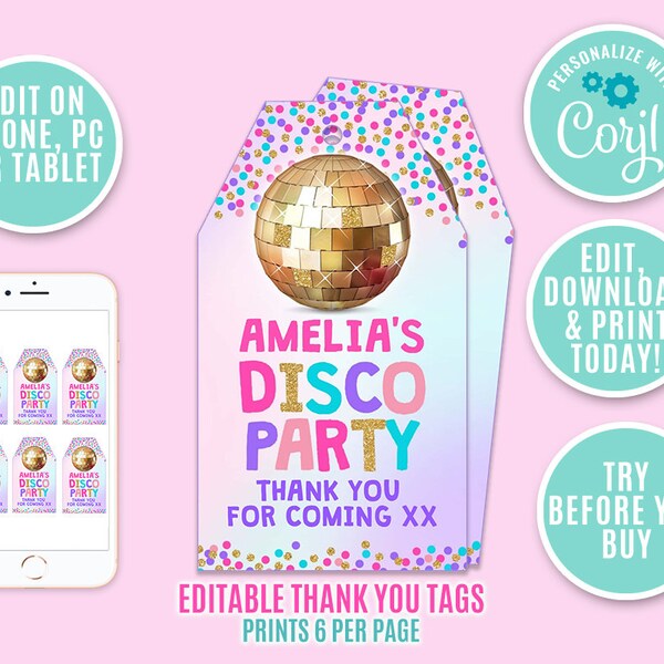Disco Party Thank You Stickers - Etsy