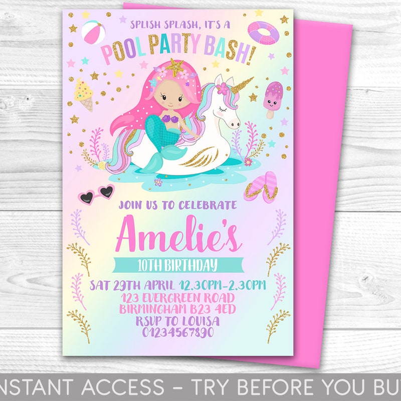 Mermaid Pool Party - Etsy