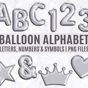 Silver Balloon Alphabet Clip Art, Silver Balloon Letters, Silver Foil ...