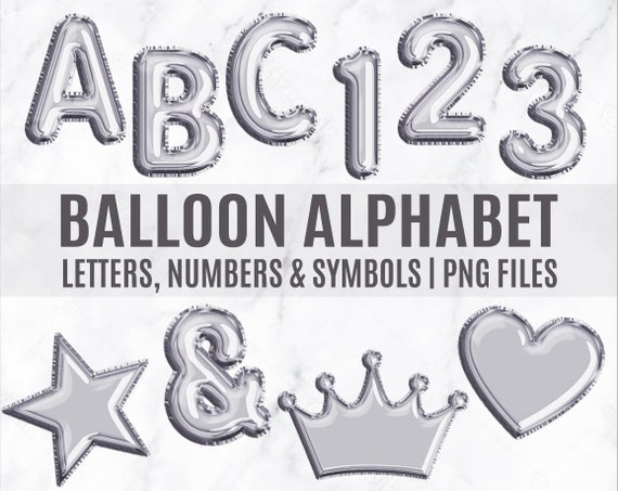 Silver Balloon Alphabet Clip Art Silver Balloon Letters - Etsy