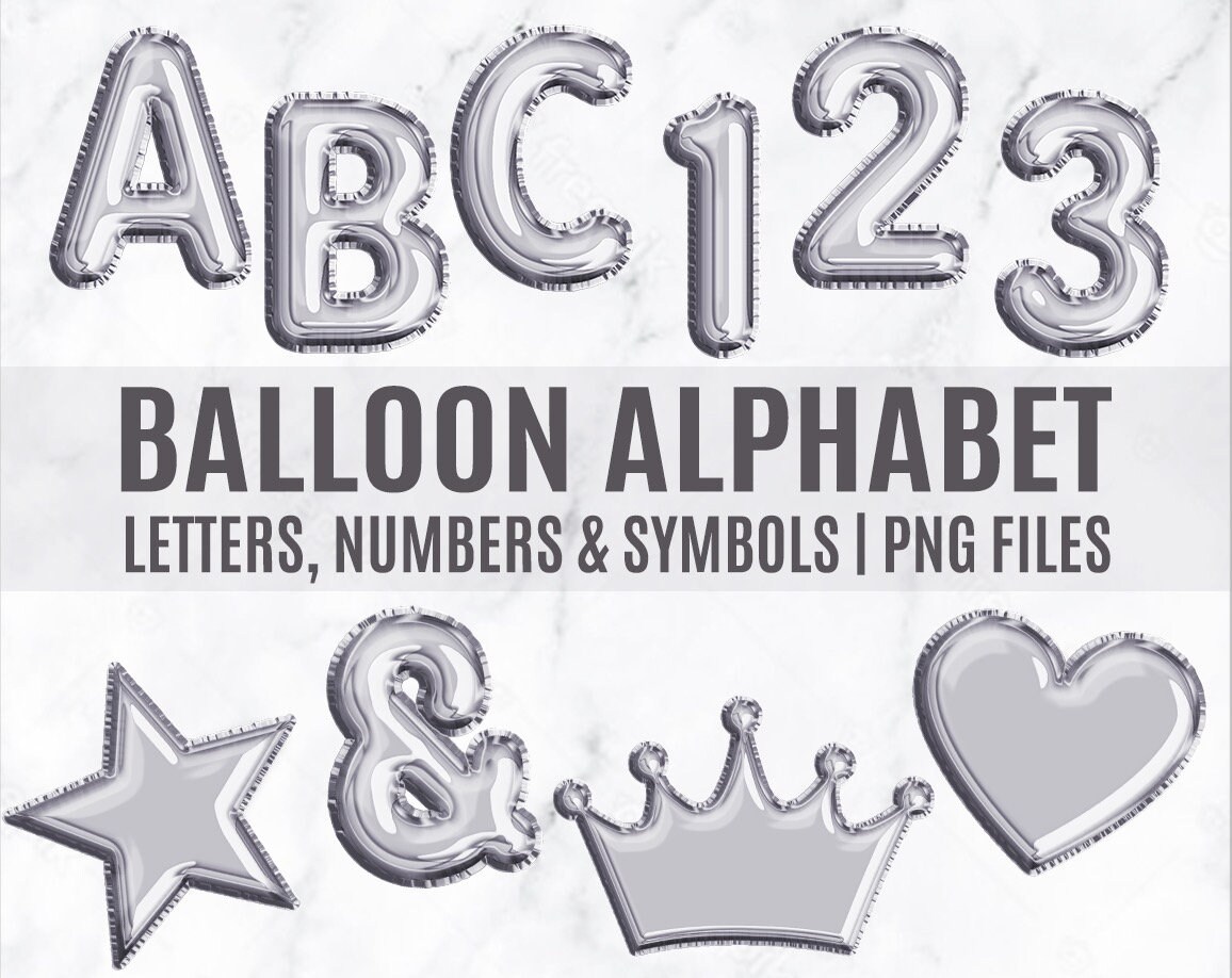 Silver Balloon Alphabet Clip Art, Silver Balloon Letters, Silver Foil ...