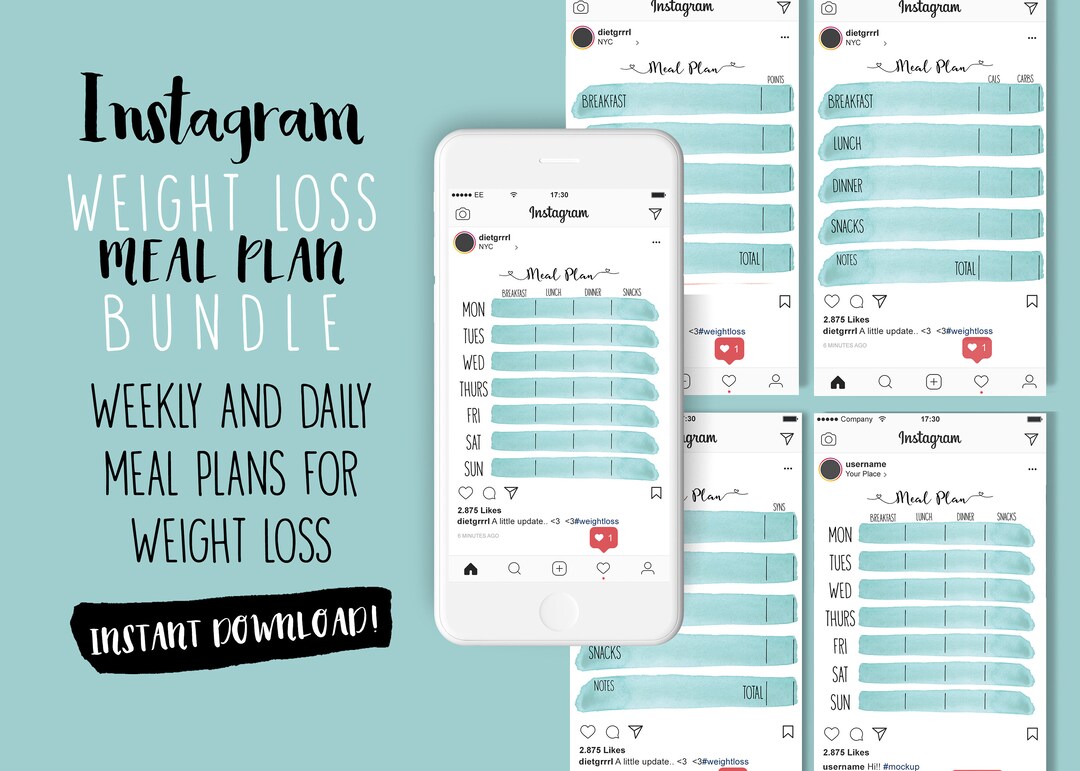 Instagram Meal Planner, Slimming World, WW, Diet Chart, Calorie Counter ...