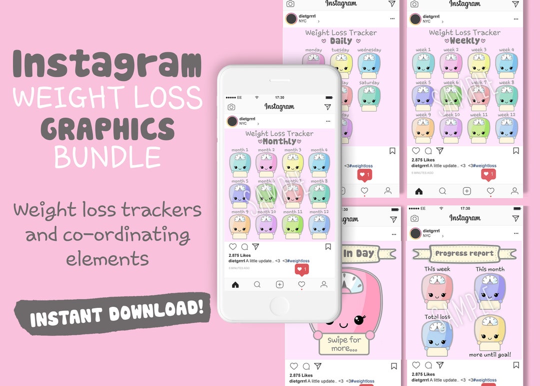 Instagram Weight Loss Tracker, Cute, Kawaii, Scales, Diet Chart, Weight ...