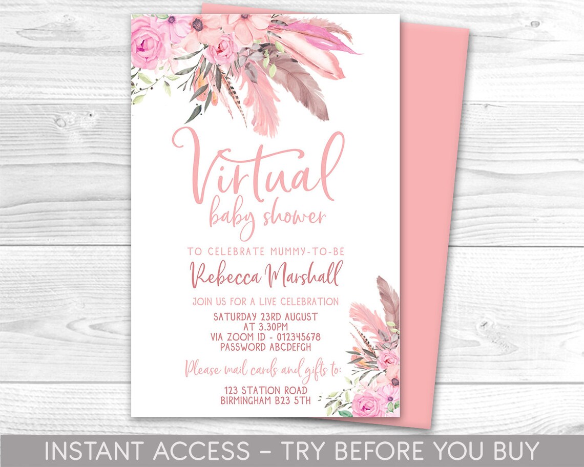 Virtual Baby Shower Invitation Personalised Printable - Etsy