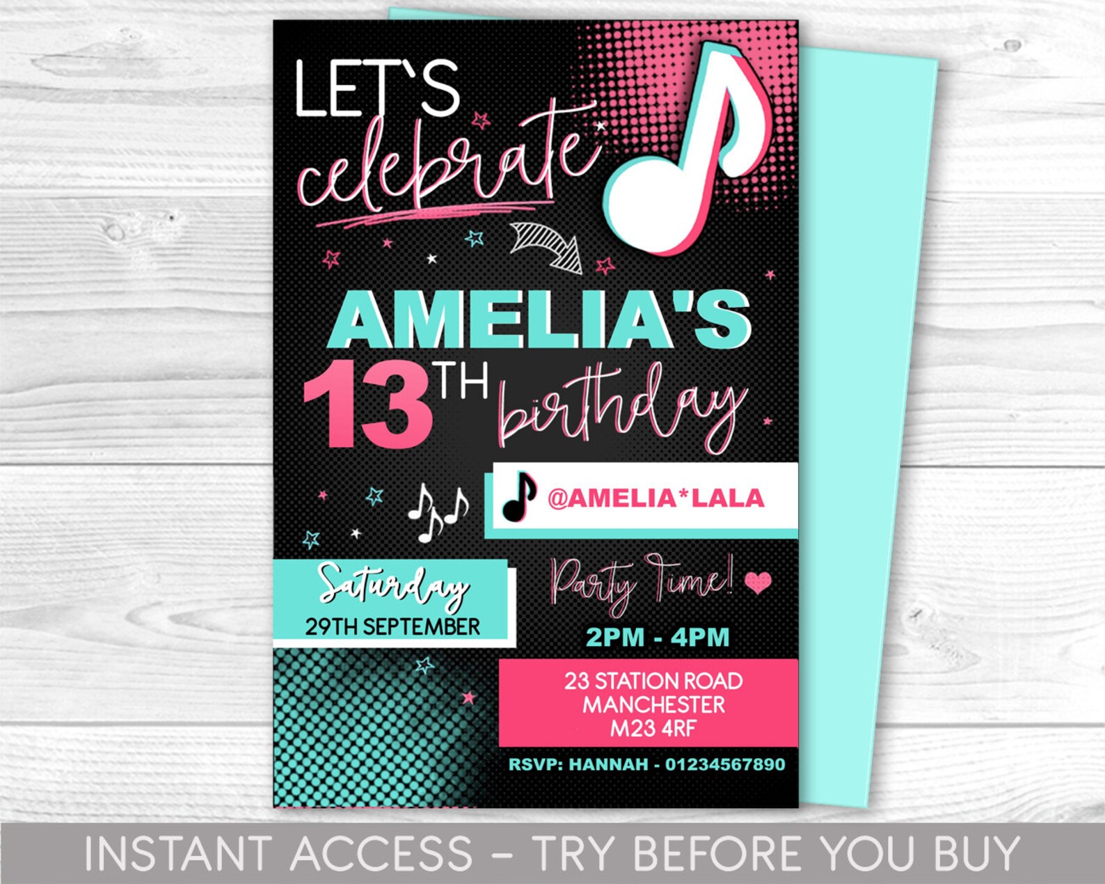 Editable Music Birthday Invitation Music App Teen Tween - Etsy