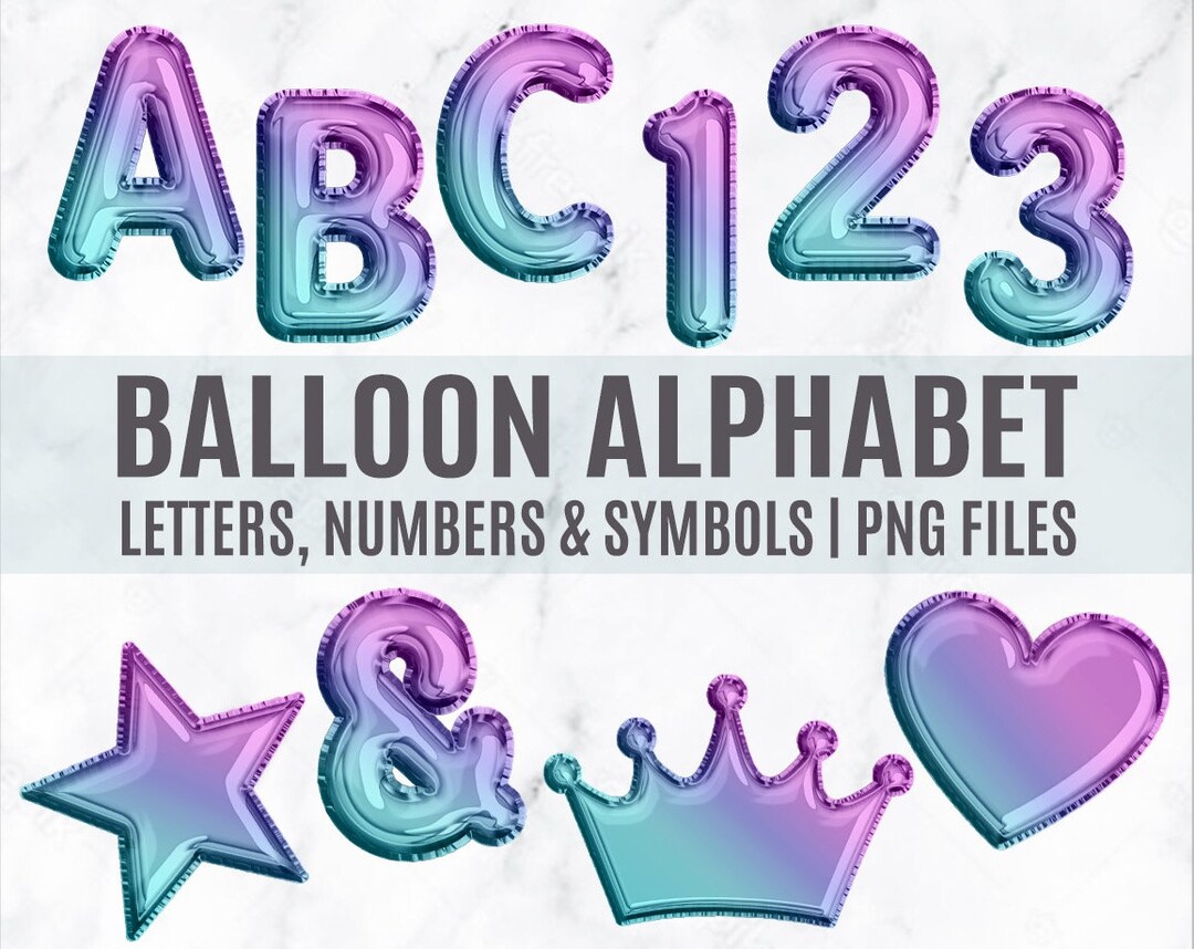 Rainbow Gradient Balloon Alphabet Clip Art, Rainbow Balloon Letters ...
